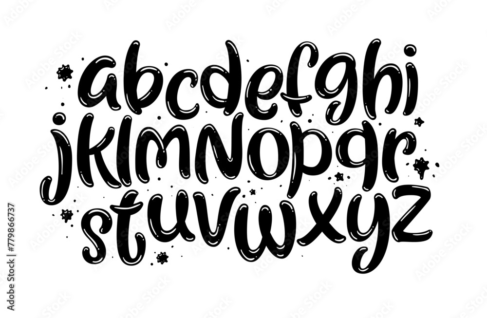 Vector hand drawn alphabet. Brush painted letters. Handwritten script ...