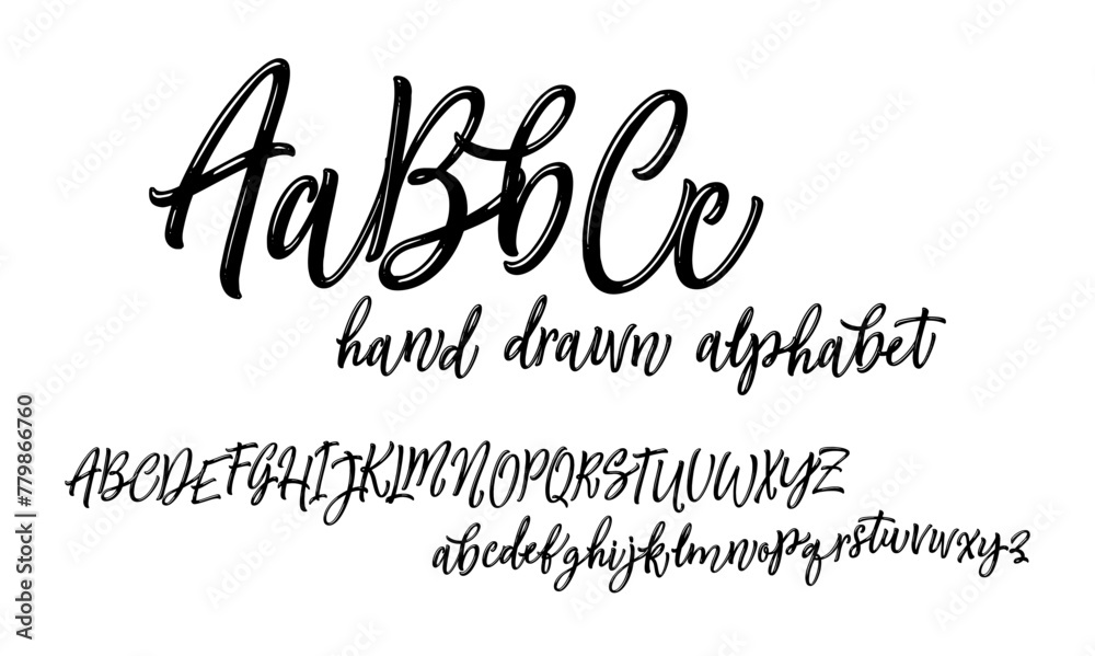 Vector hand drawn alphabet. Brush painted letters. Handwritten script ...