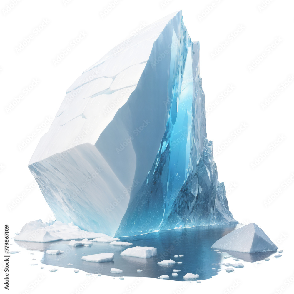 Arctic iceberg, glacier ice rock, blue and white transparent crystal ...