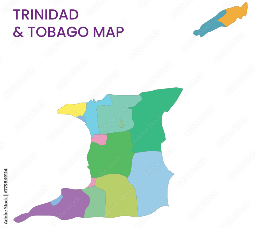 High detailed map of Trinidad and Tobago. Outline map of Trinidad and ...