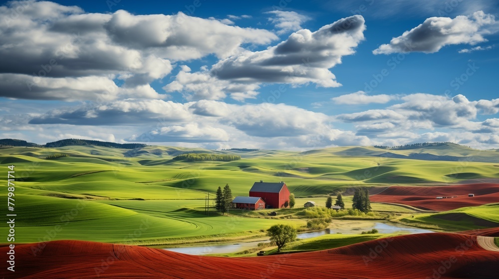 Photograph of vibrant large farm land in the united states Stock Photo ...