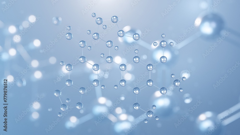 podofilox molecular structure 3d, flat model, podophyllotoxin ...