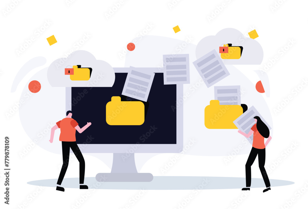 Vector Illustration Image Depicting Cloud Computing And Servers Stock