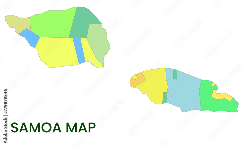 High detailed map of Samoa. Outline map of Samoa. Oceania ilustração do ...