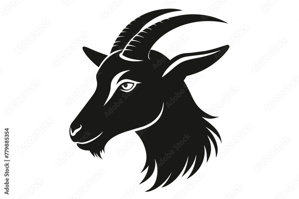 goat head side view silhouette black vector illustration Stock Vector ...
