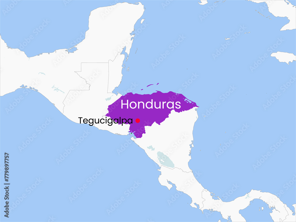 High detailed map of Honduras. Outline map of Honduras. North America ...