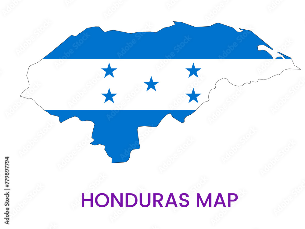 High detailed map of Honduras. Outline map of Honduras. North America ...