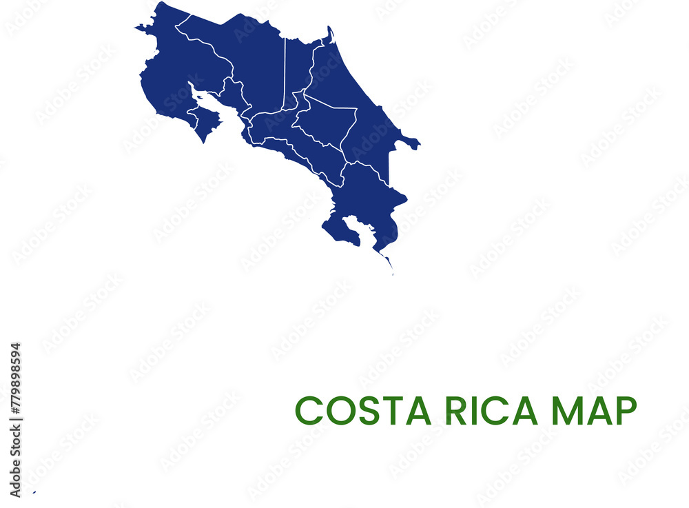 High detailed map of Costa Rica. Outline map of Costa Rica. North ...