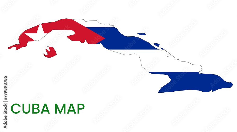 High detailed map of Cuba. Outline map of Cuba. North America Stock ...