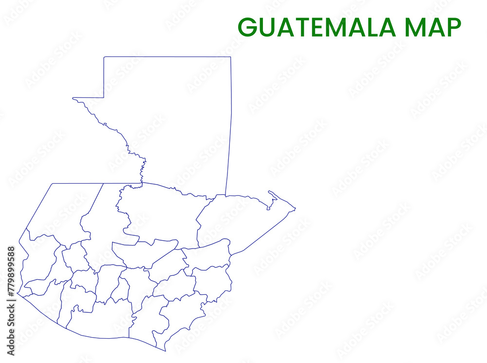 High detailed map of Guatemala. Outline map of Guatemala. North America ...