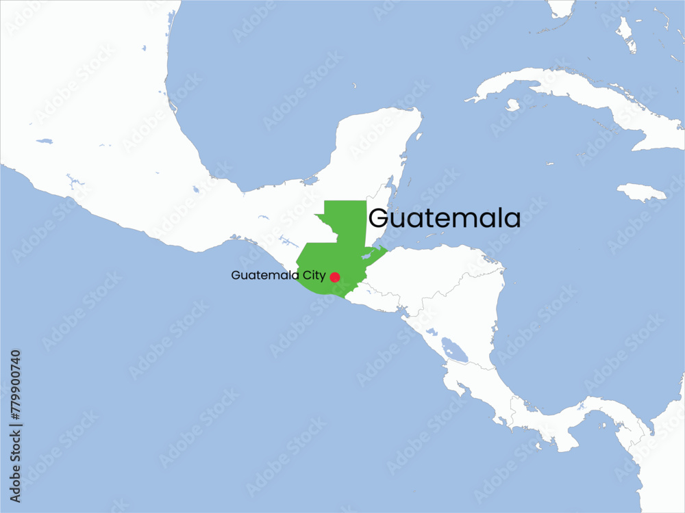 High detailed map of Guatemala. Outline map of Guatemala. North America ...