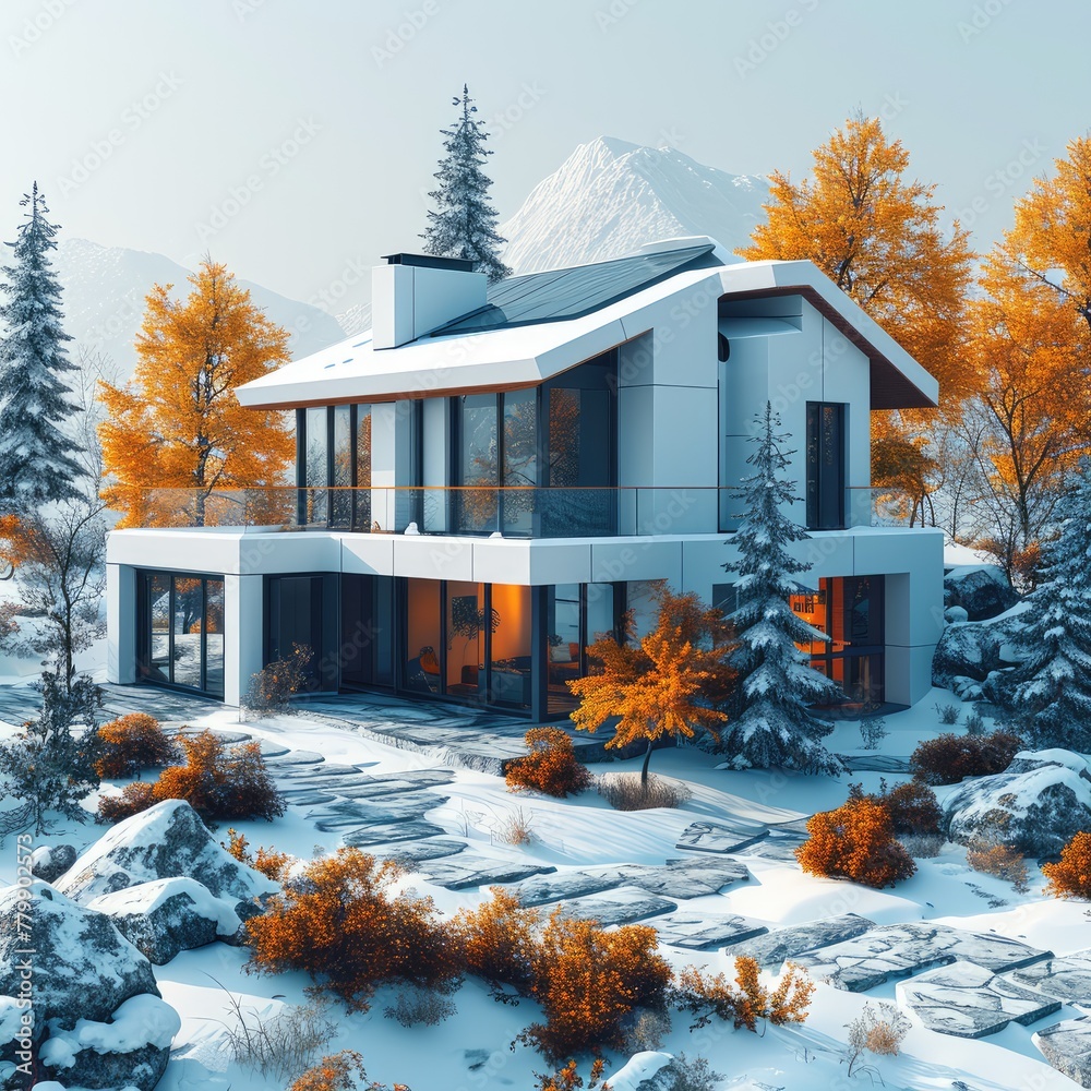 3D Smart Home in a Sustainable Community , vector, svg, flat ...