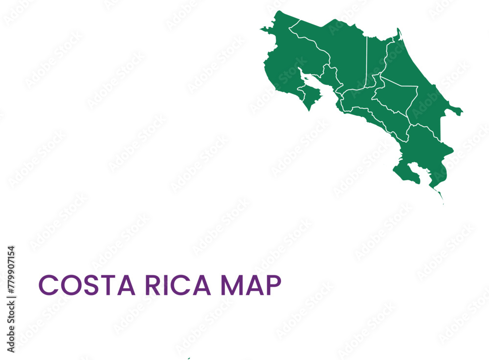 Vetor de High detailed map of Costa Rica. Outline map of Costa Rica ...