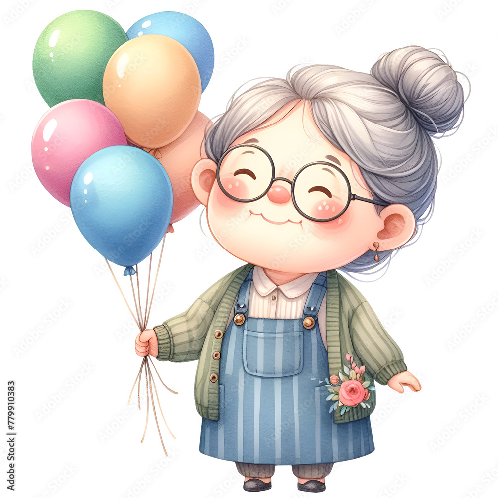 Cute Grannies Clipart, Watercolor Funny Old Lady Clipart, Granny ...