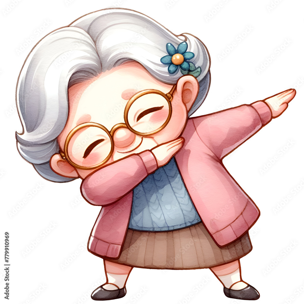Cute Grannies Clipart, Watercolor Funny Old Lady Clipart, Granny ...