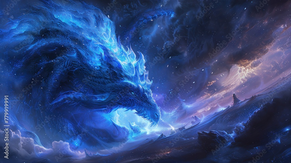 Demonic graphics on a boat. Dragon, the most powerful magical creature ...