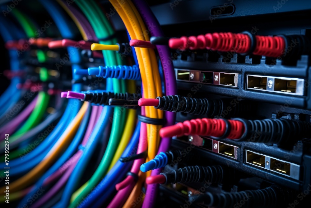 Essential Server cables. Internet center digital. Generate ai Stock ...