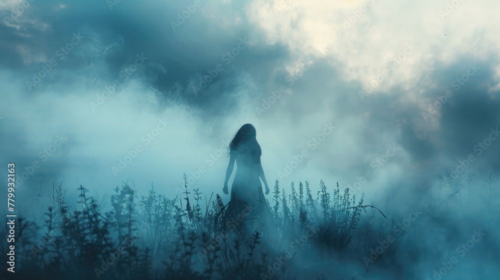 Wisps of fog dance around the subject, creating an ethereal backdrop ...