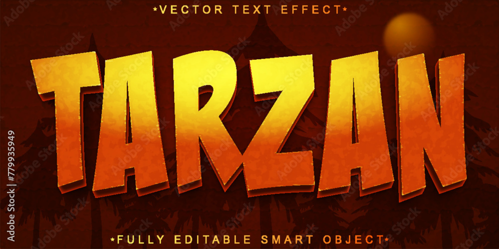 Cartoon Orange Survival Tarzan Vector Fully Editable Smart Object Text ...