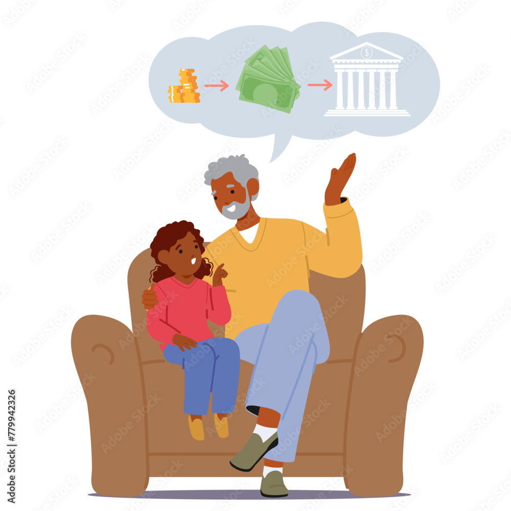 Grandfather Imparts Financial Wisdom To Child, Teaching Investment ...