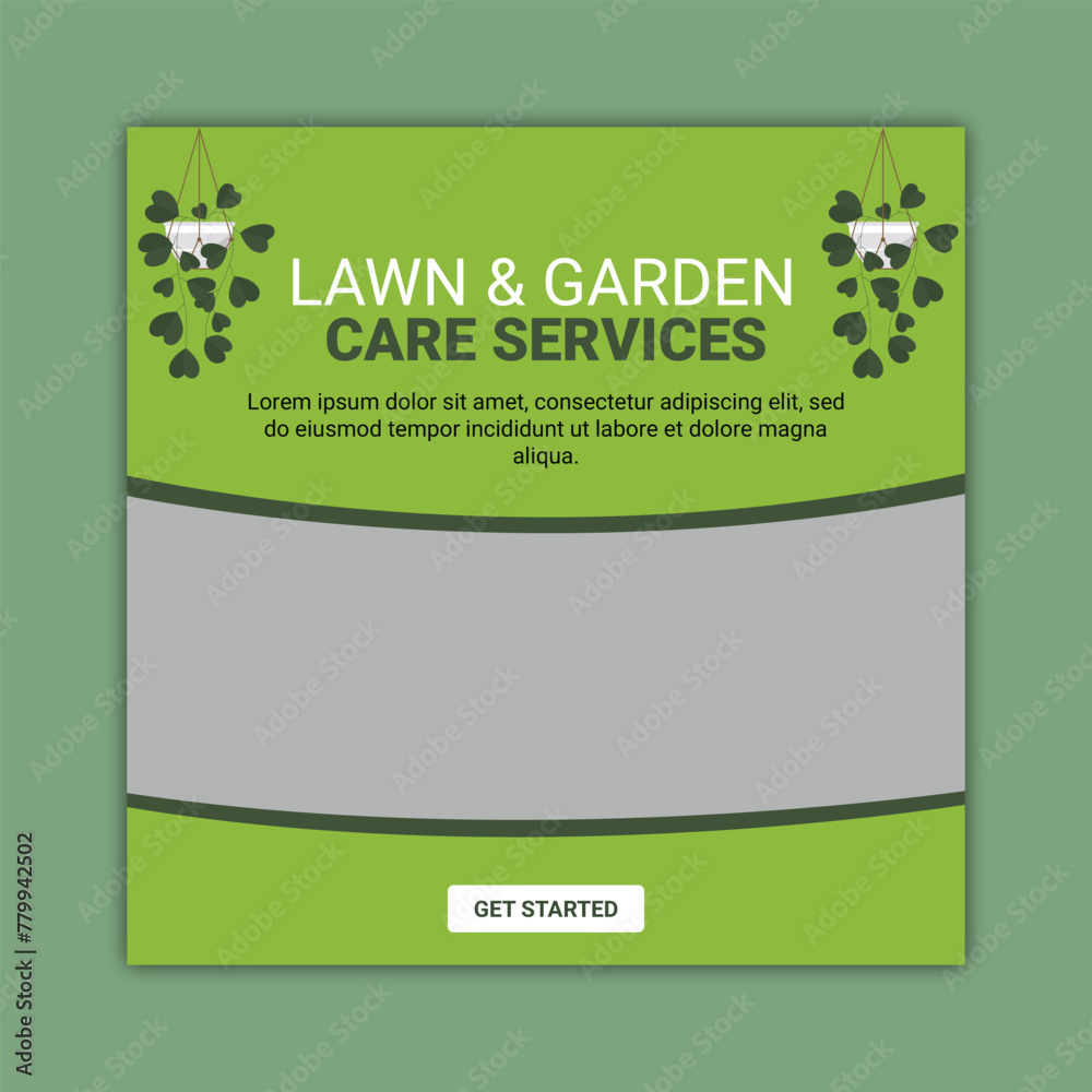 Lawn Mower Garden or Landscaping Service Social Media Post and Web ...