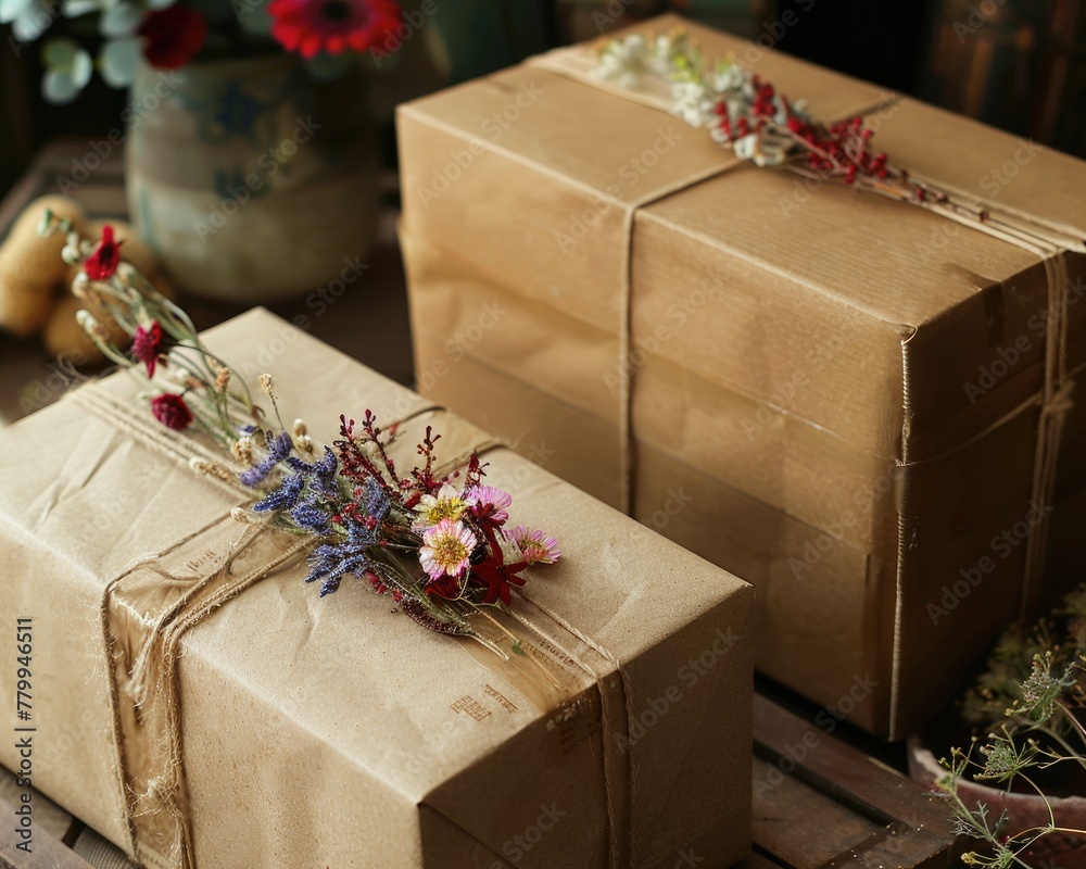 set of eco-friendly gift boxes made from recycled materials Stock ...