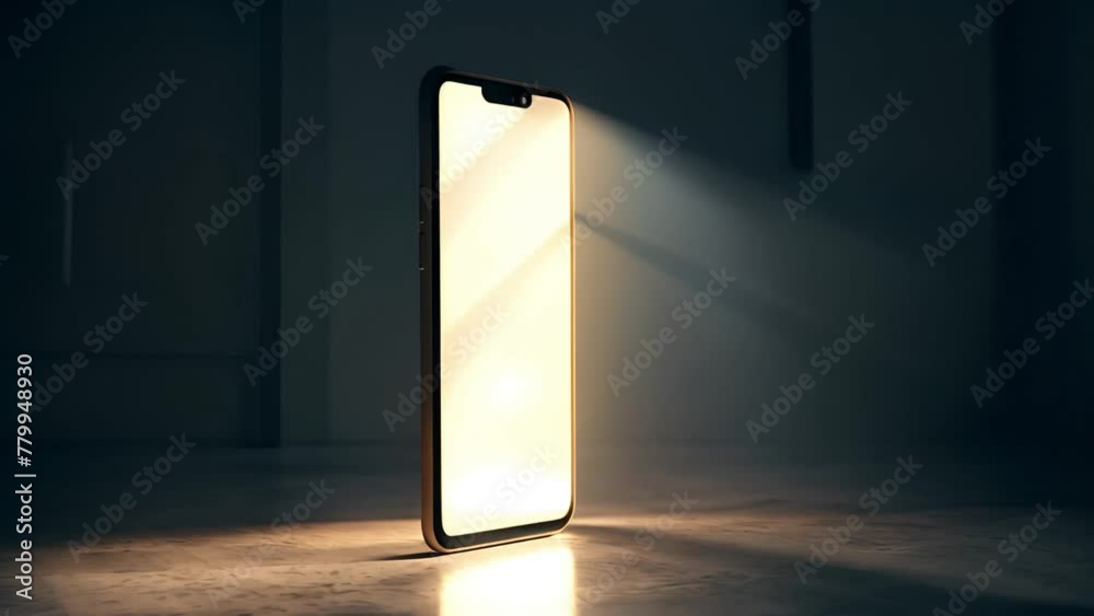 Smartphone with blank blurred mock up screen on night city lights ...