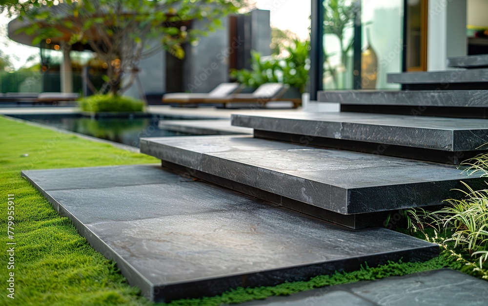Beautiful, large square concrete tiles lying flat on top of each other ...