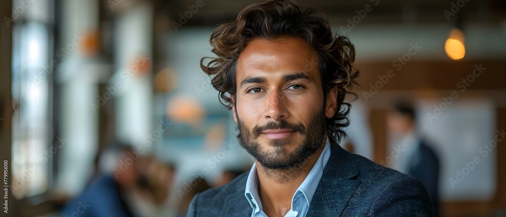 Indian executive presenting growth to shareholders in company meeting ...