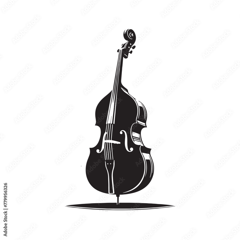Harmonious Creation: Detailed Double Bass Silhouette Illustration ...