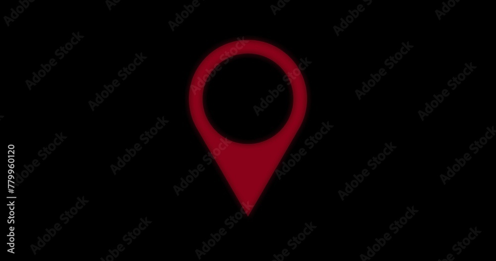 Location indicator on a black background. A map pointer appears. Sight ...