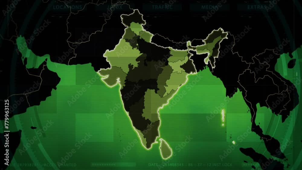 Animated Map Of India Showing Administrative Regions. India Map With ...
