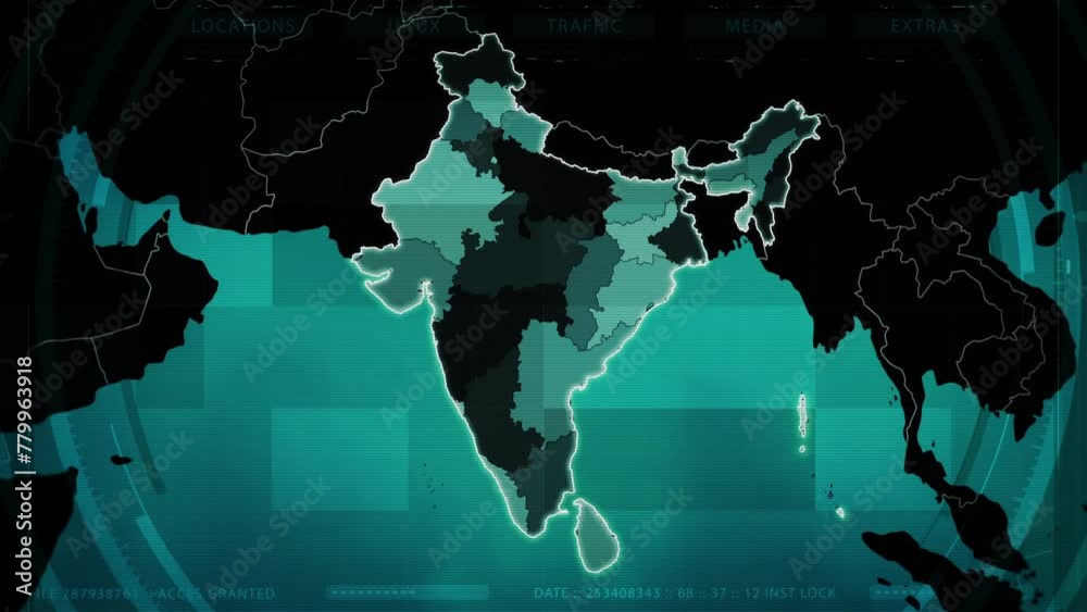 Animated Map Of India Showing Political Country Map With Divisions ...