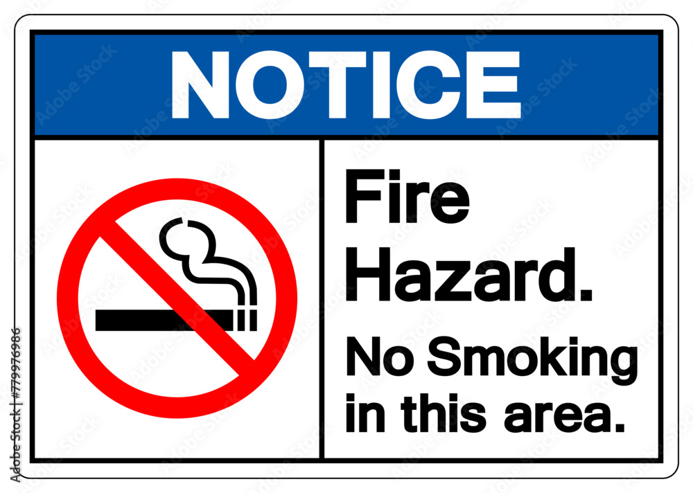 Notice Fire Hazard No Smoking In This Area Symbol Sign, Vector ...