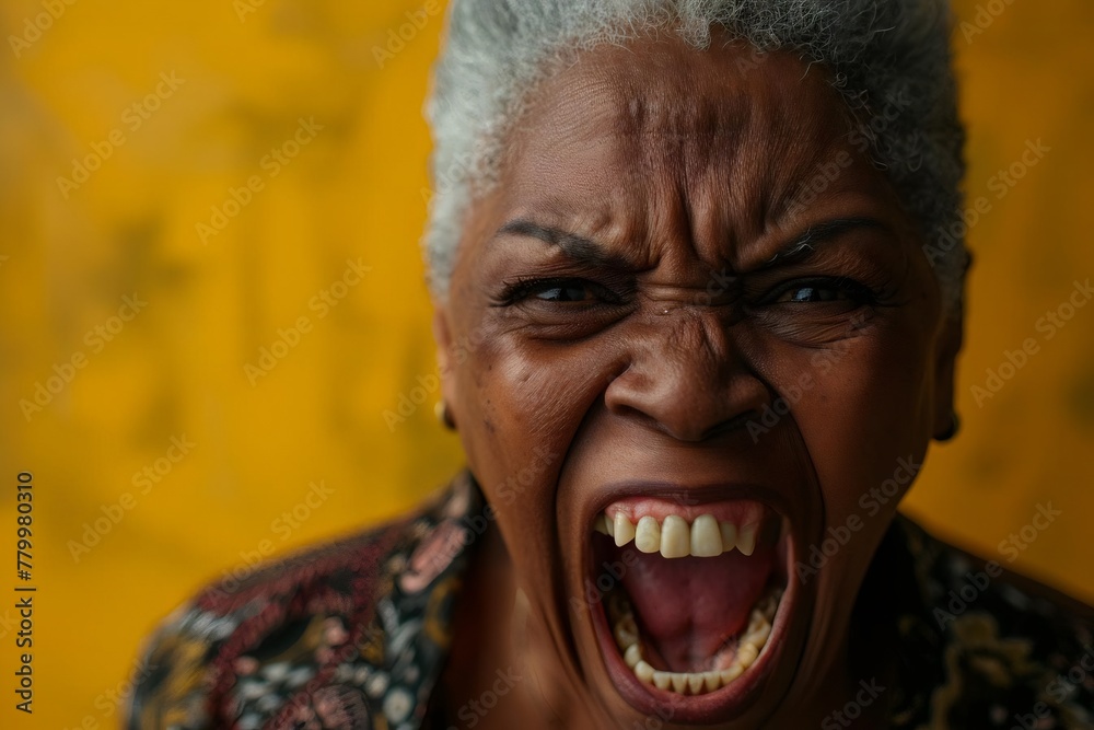 Closeup portrait, mad, angry, upset, hostile, senior african american ...