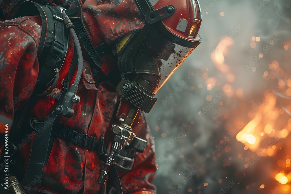 Macro Shot of Firefighting Equipment Texture and Details Against Faint ...