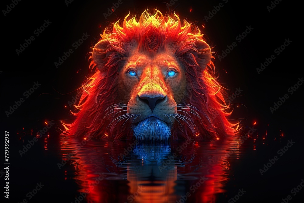 Majestic Lion staring on black background, motivational quote ...