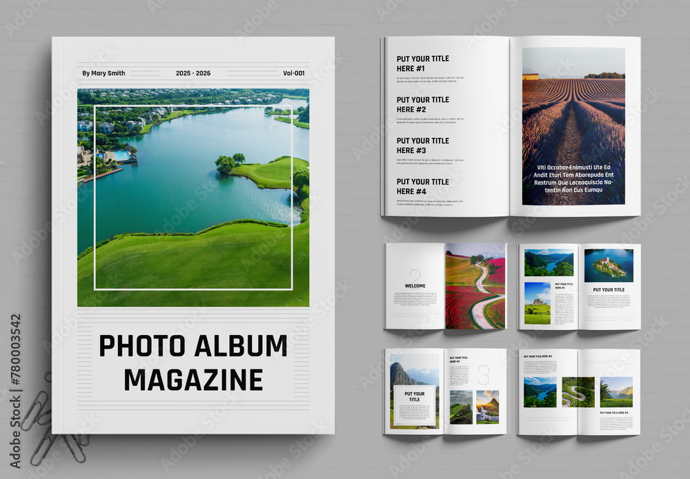 Photo Album Memory Magazine Layout Stock Template | Adobe Stock