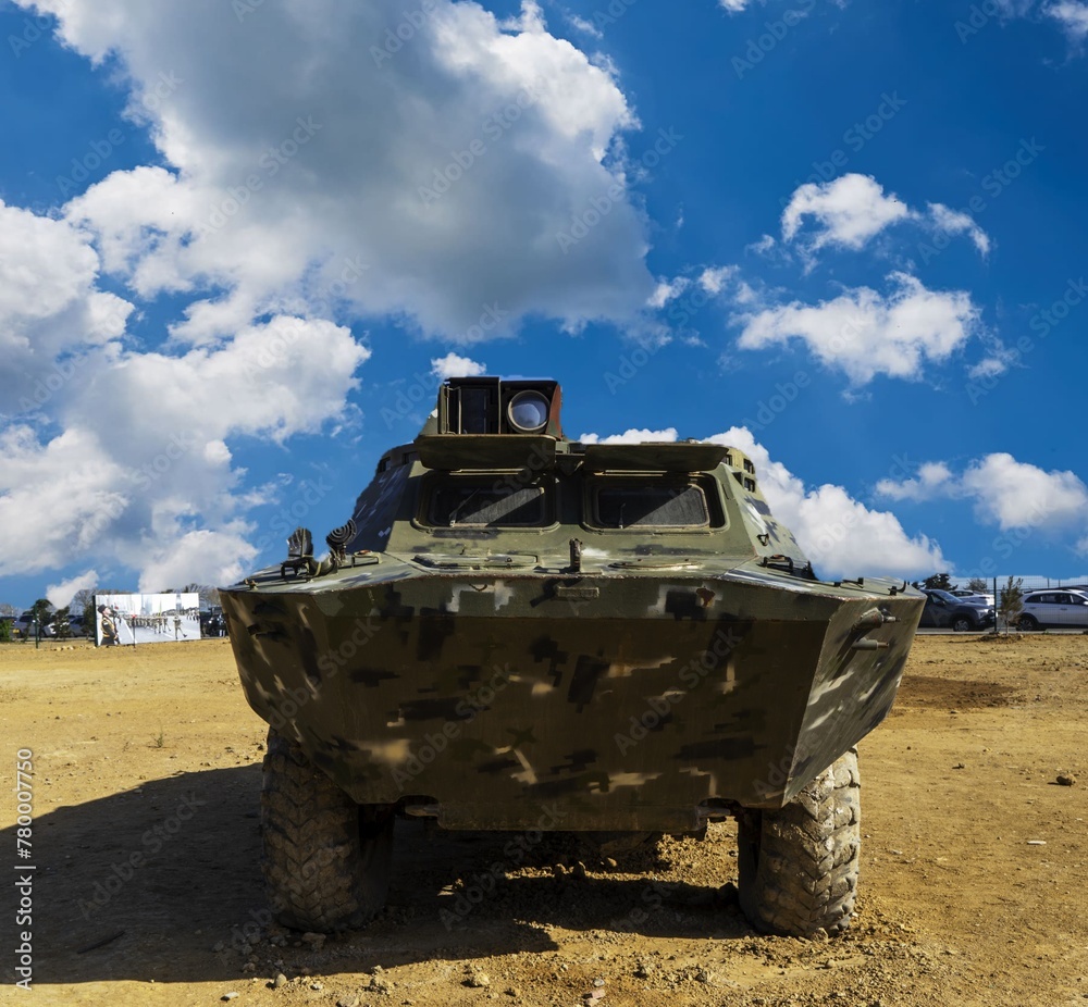 Damaged tanks, armored vehicles and equipment on the battlefield ...