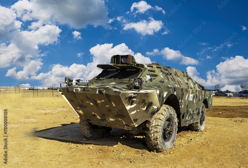 Damaged tanks, armored vehicles and equipment on the battlefield ...