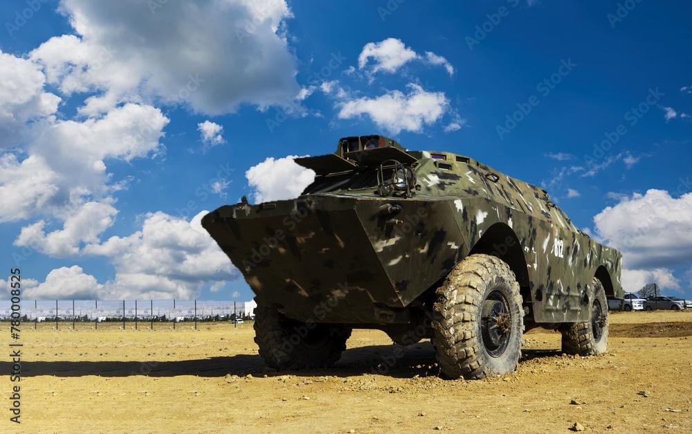 Damaged tanks, armored vehicles and equipment on the battlefield ...