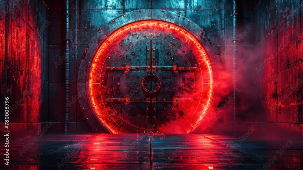 Artistic representation of a secure bank vault with a shield, conveying ...