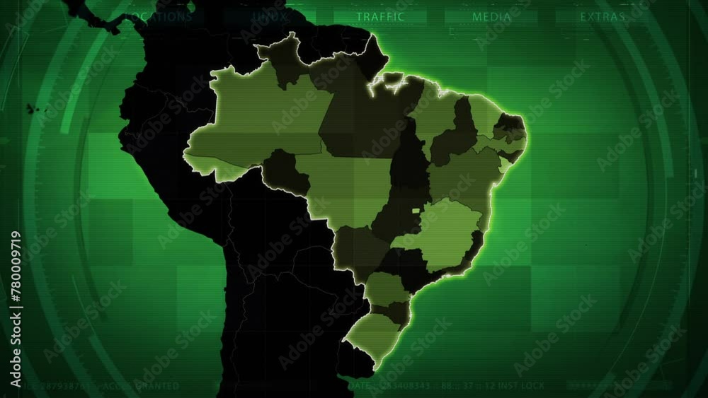 Earth Map Animation zooming in to Brazil Map with States, Routes and ...