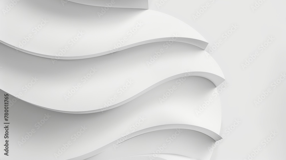 Abstract white paper waves on a clean background. Minimalistic design ...
