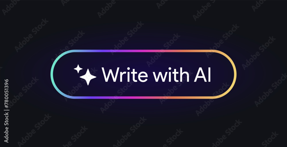 Write with AI button. Rewrite artificial intelligence toggle pushbutton ...