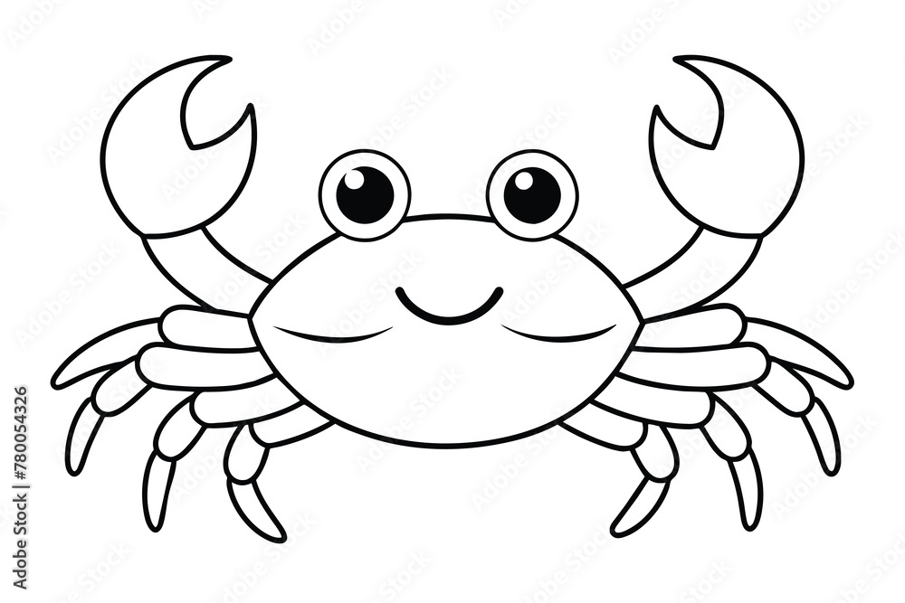 Cute crab cartoon, line art, vector illustration. Stock Vector | Adobe ...