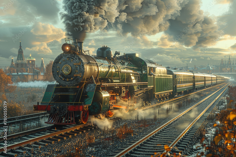 A vintage steam locomotive next to a high-speed bullet train on ...