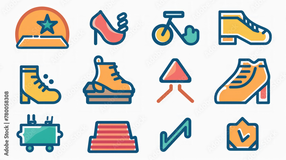 Steps icon set. Containing stairs, footprint, progress, step by step ...