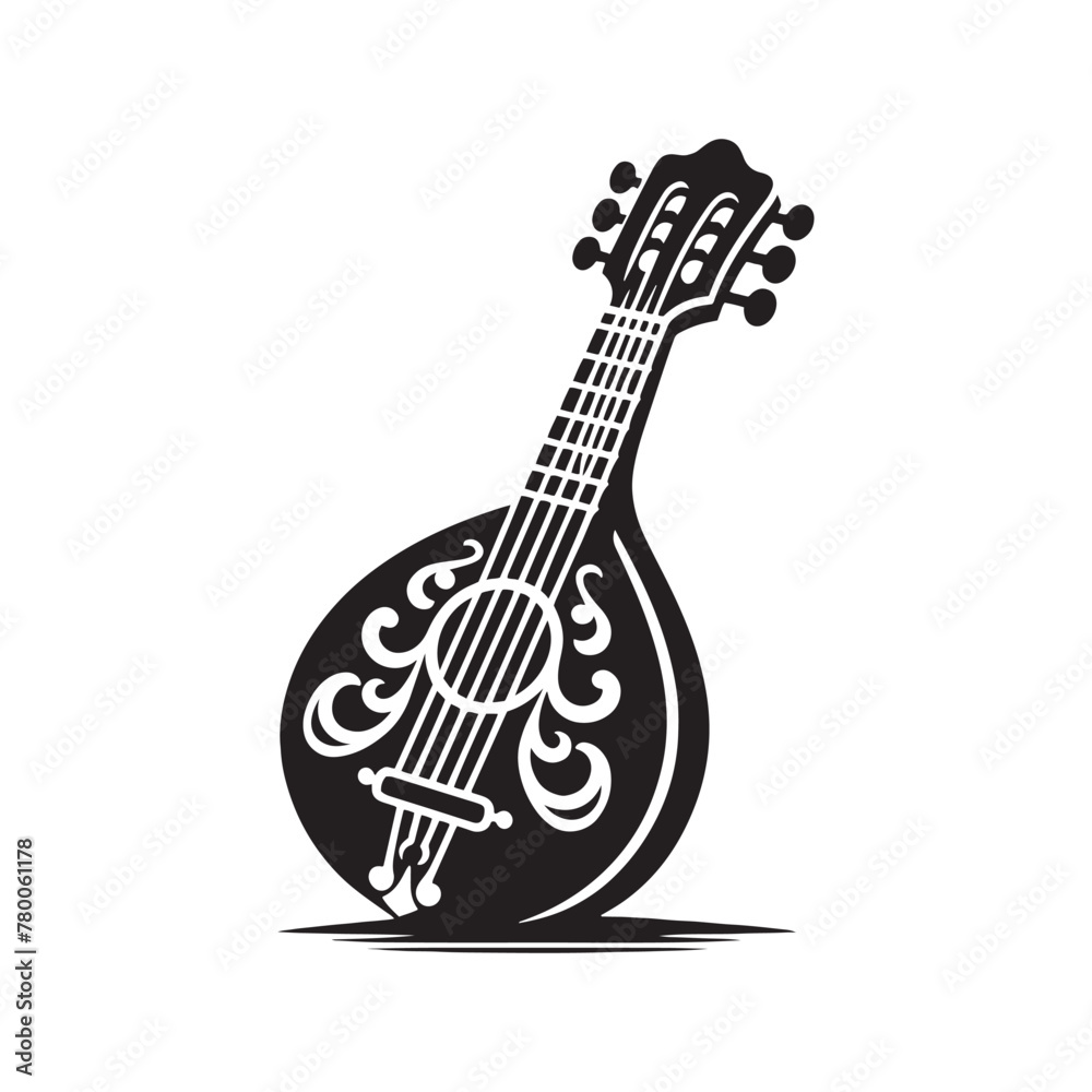 Harmonious Strings: Elegant Mandolin Silhouette, Illustrated and ...