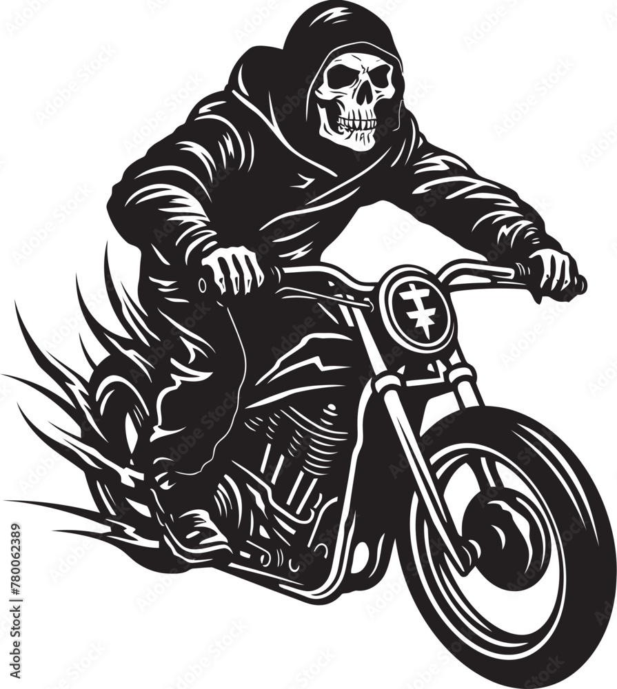 Skull Surge: Skull Motorbike Rider Icon in Full Force Hell's Cruiser ...